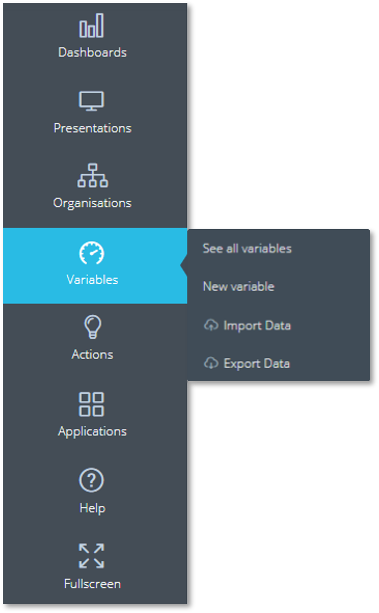 Left-hand navigation bar – Help Center